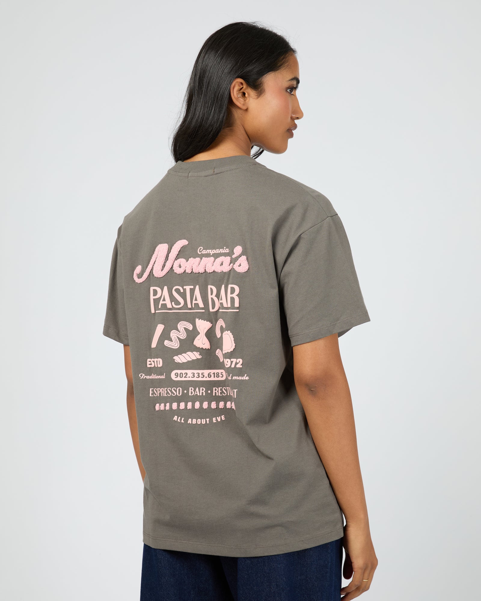 Nonna Relaxed Tee Charcoal – All About Eve Clothing