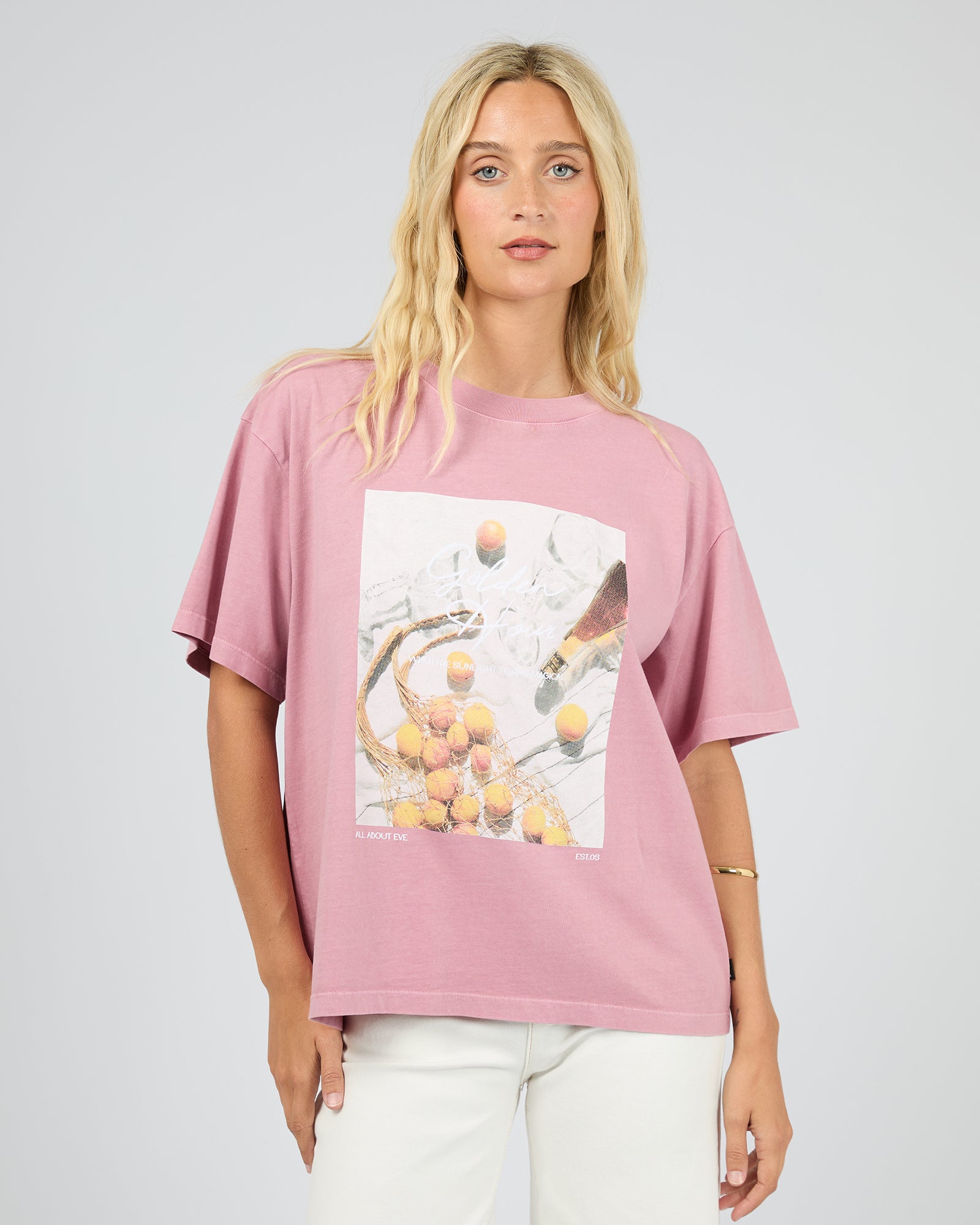 Golden Hour Box Tee Quartz Pink – All About Eve Clothing