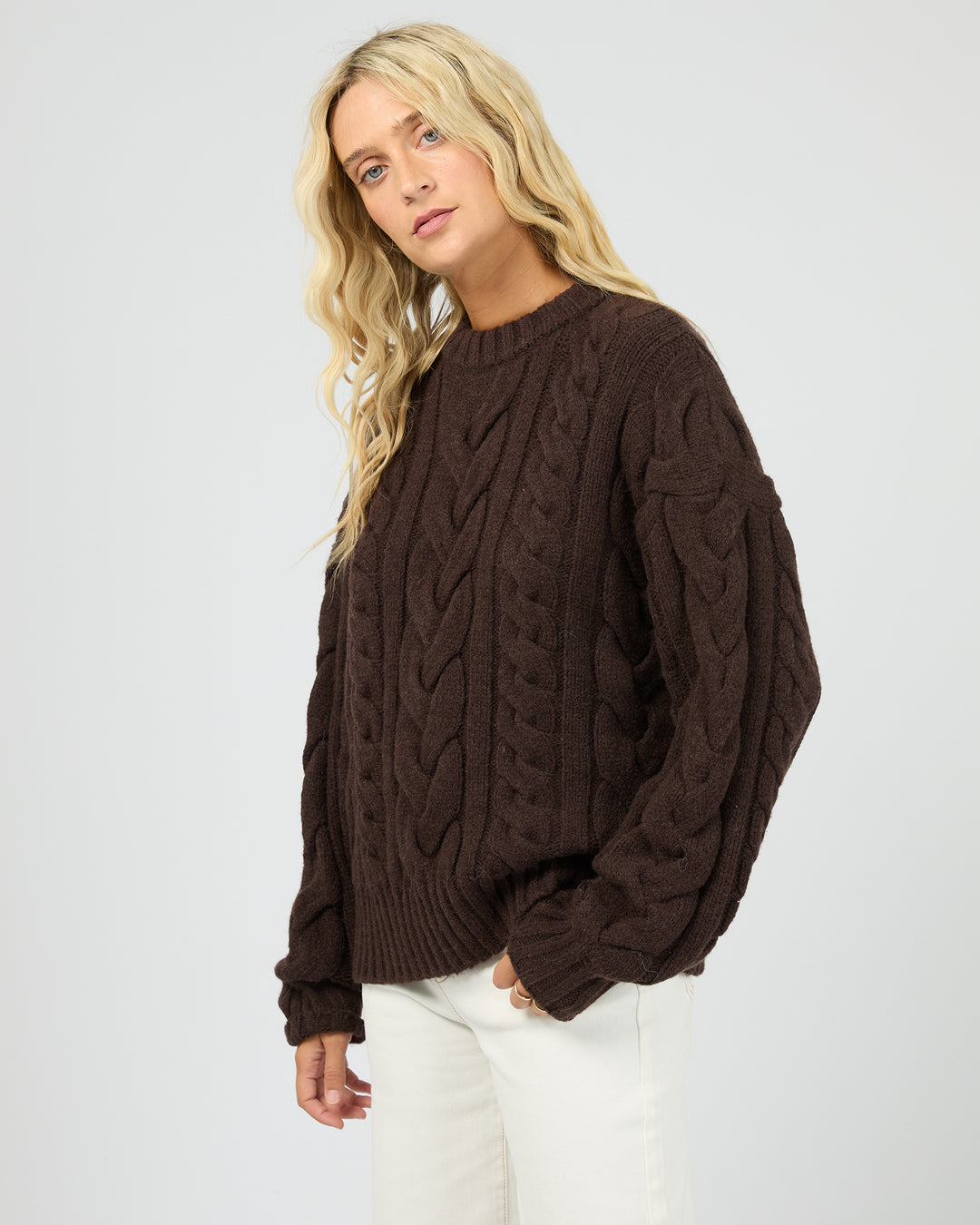 Higgins Cable Knit Brown – All About Eve Clothing