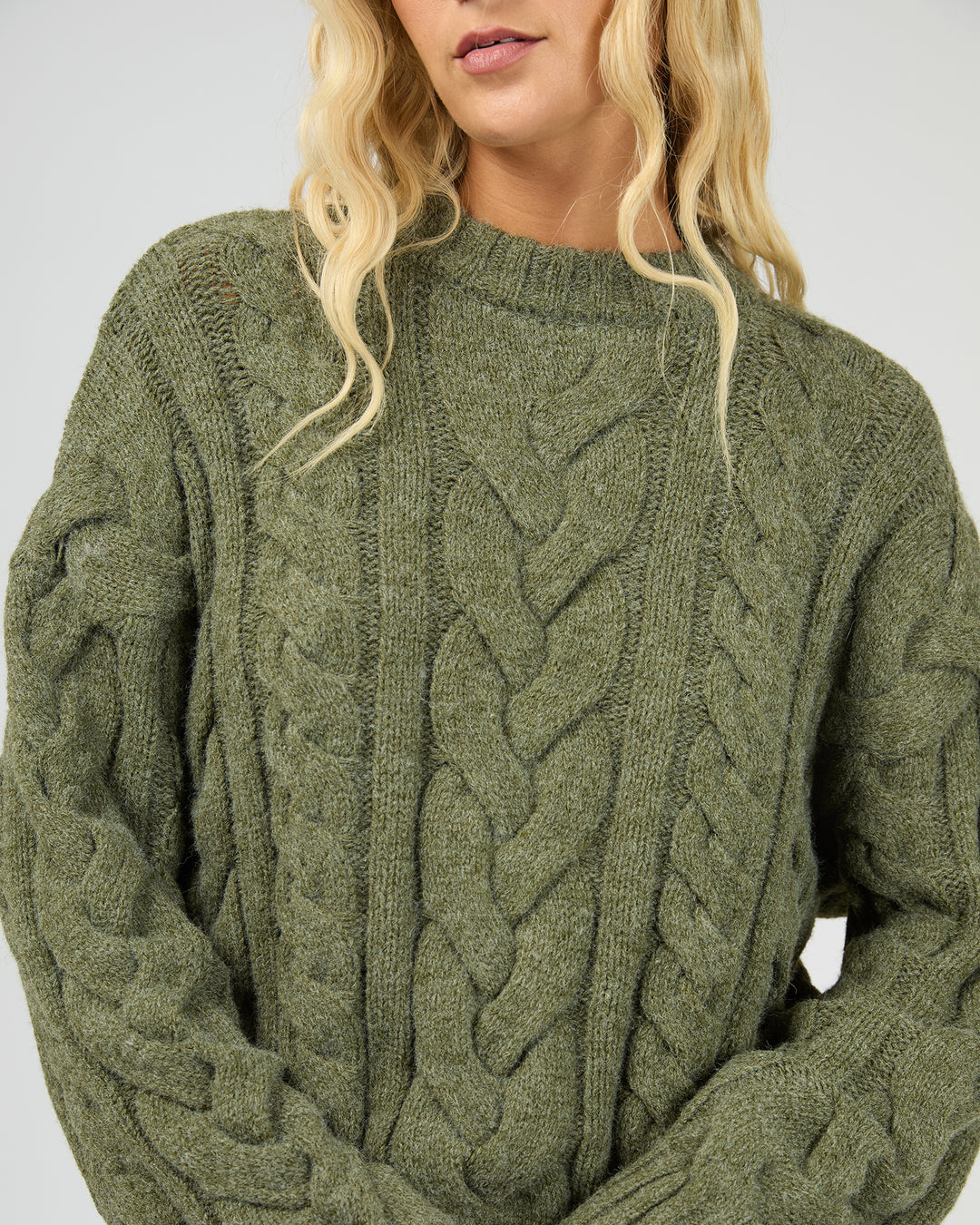 Higgins Cable Knit Khaki – All About Eve Clothing