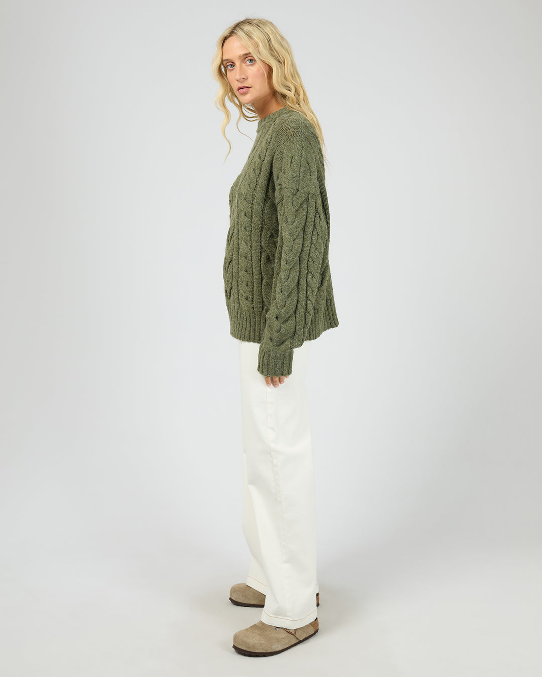 Higgins Cable Knit Khaki – All About Eve Clothing